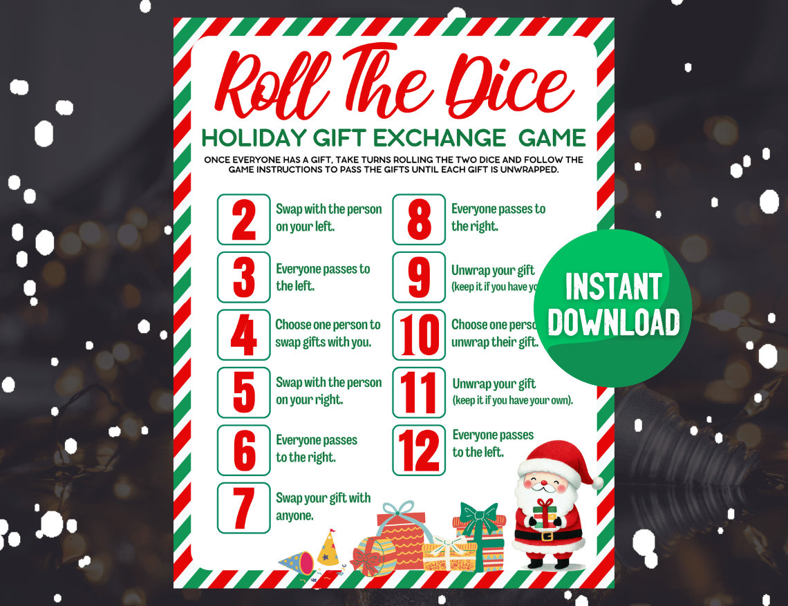 Roll the Dice Gift Exchange | Christmas Gift Exchange Dice Game ...