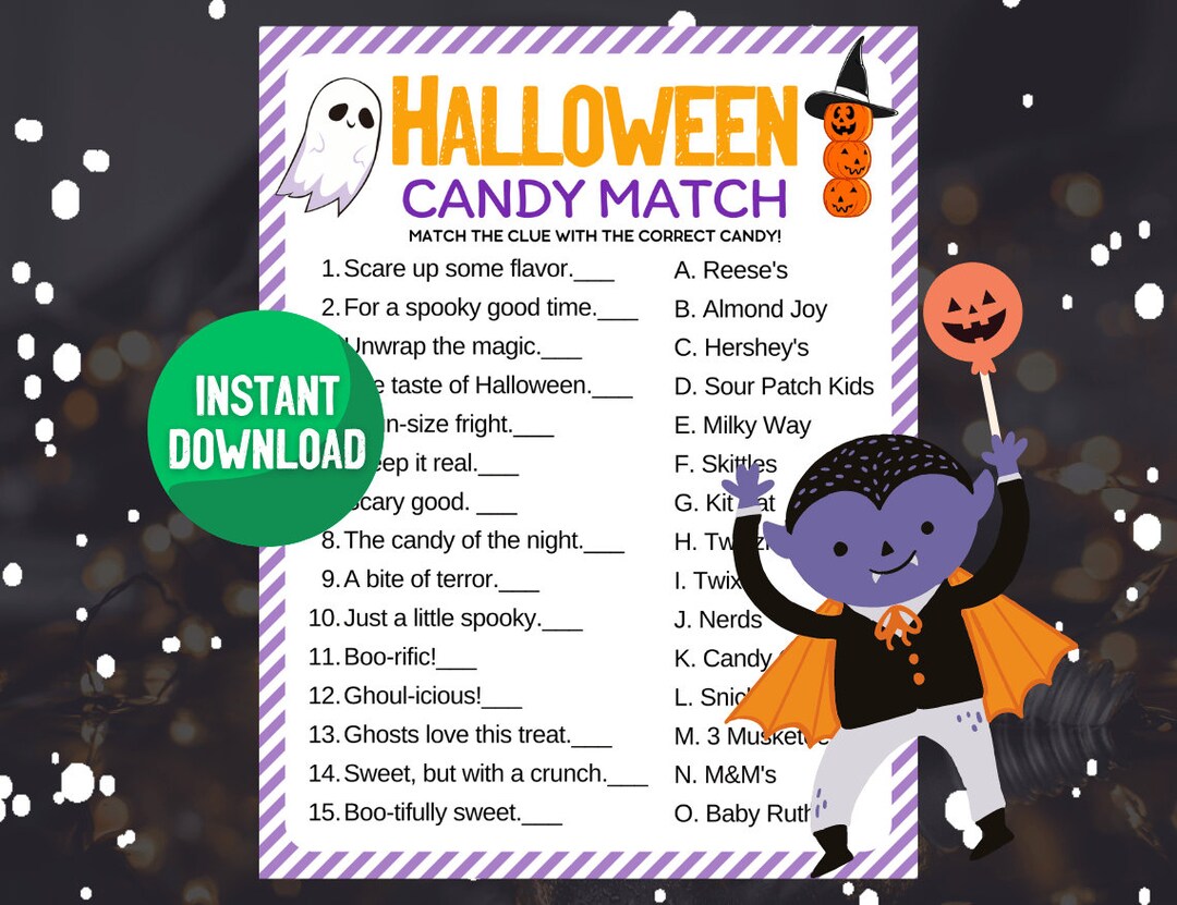 Halloween Candy Match Game | Printable Trivia for Family & Office ...