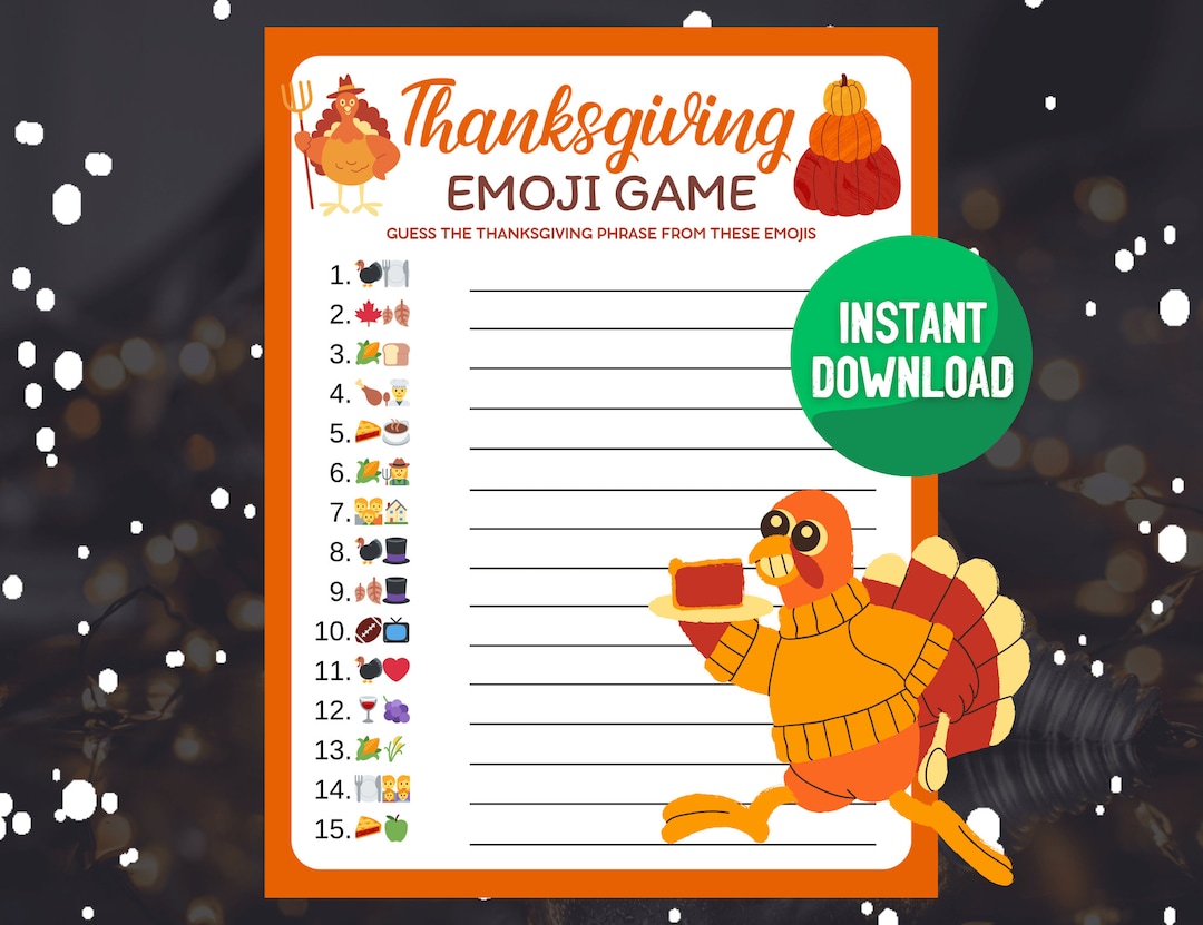 Thanksgiving Emoji Pictionary Game Friendsgiving Printable Games Family ...
