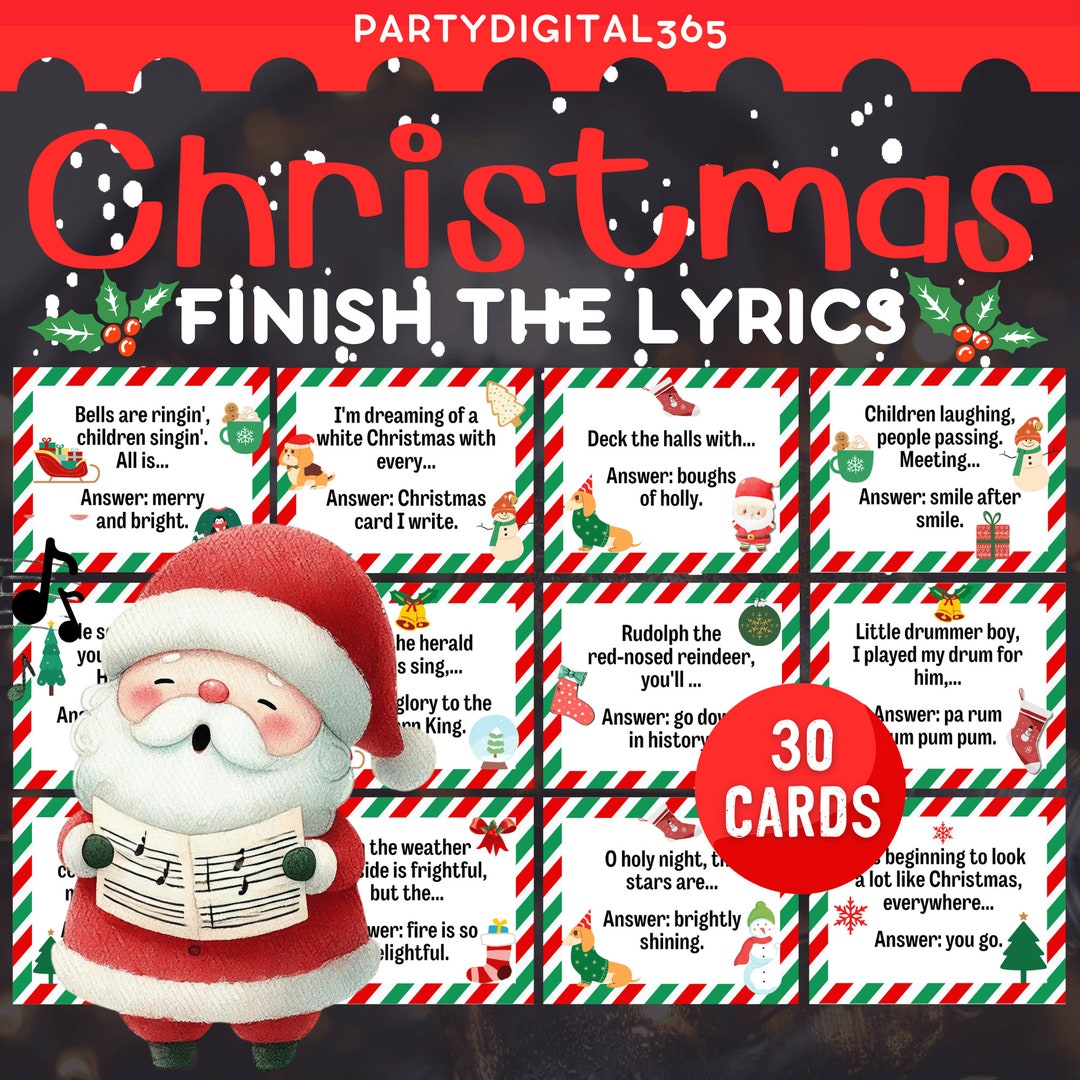 Christmas Song Lyrics Game: Holiday Party Trivia (PDF) - Etsy