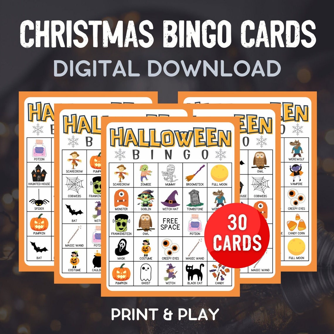 Halloween Bingo Family Friendly Kids Halloween Bingo Game Cute ...