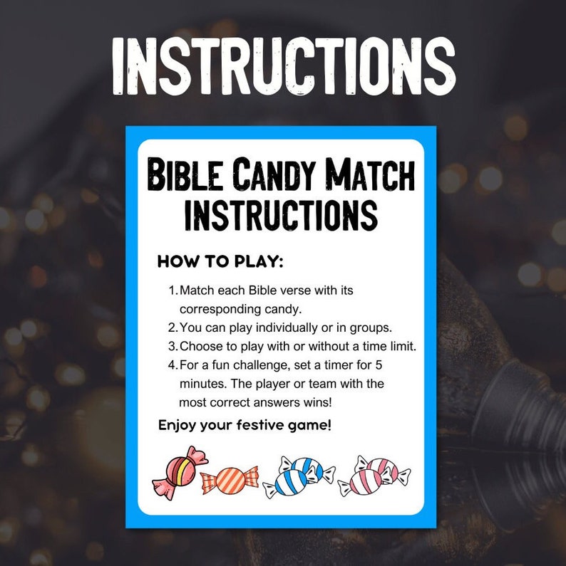 Bible Candy Match Game | Printable Bible Party Game | Church Activity ...
