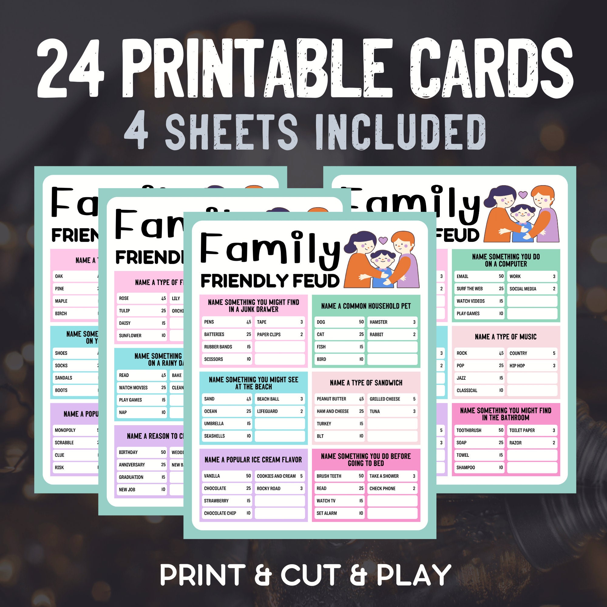 Fun Family Feud Game: Trivia Quiz Night (printable PDF) - Etsy