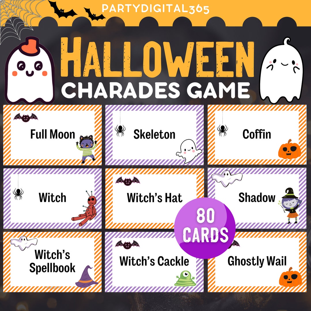 Halloween Charades & Pictionary Game Cards: Family Party Fun (PDF) - Etsy