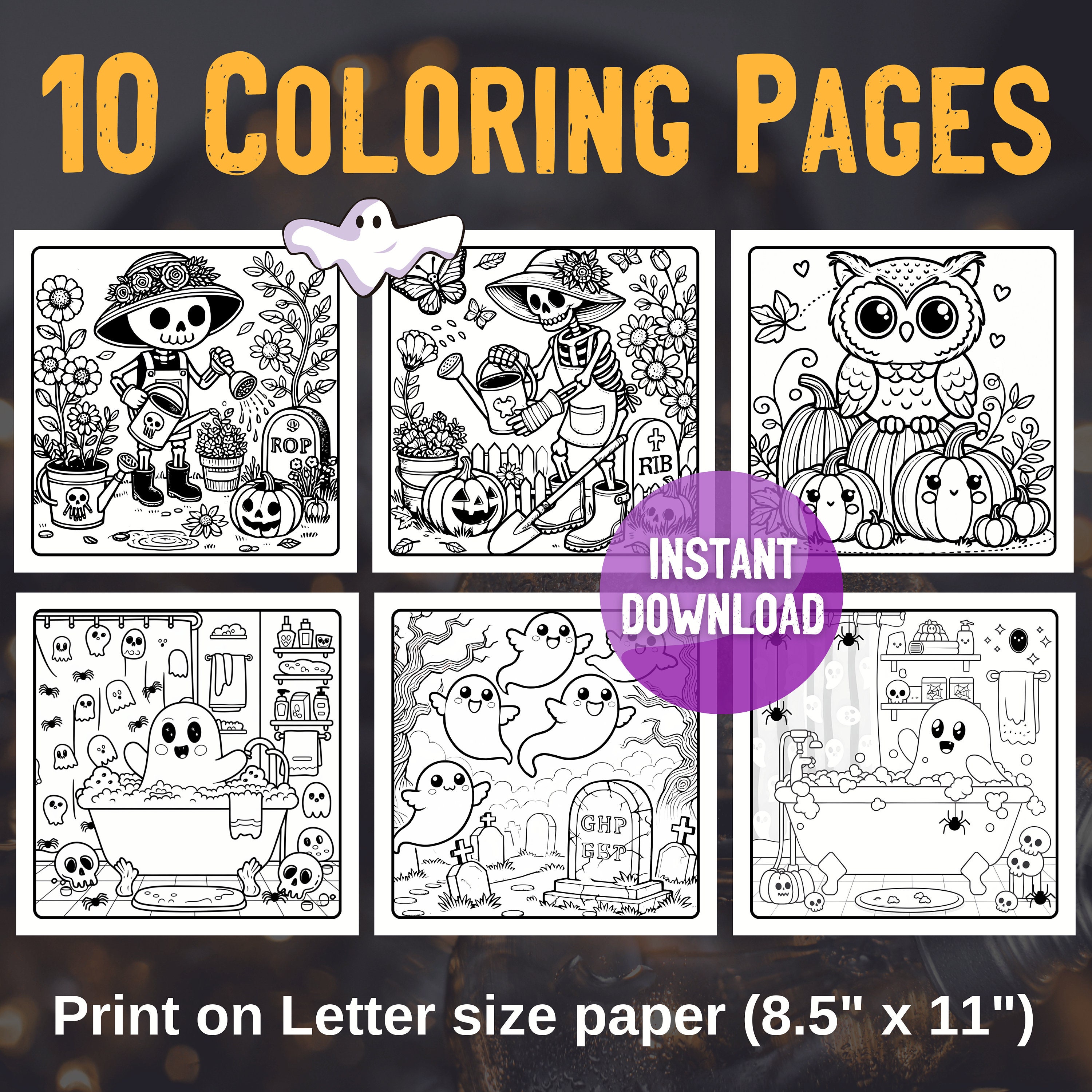 Cute Spooky Cozy Coloring Pages | Comfy Hygge Coloring Pages | Comfy ...