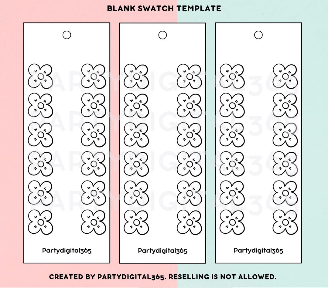 Digital PDF Blank Swatch Template | Printable Color Palette Swatch ...
