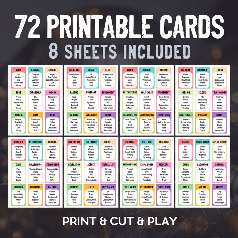 LDS Taboo Game: Book of Mormon Family Activity (printable) - Etsy