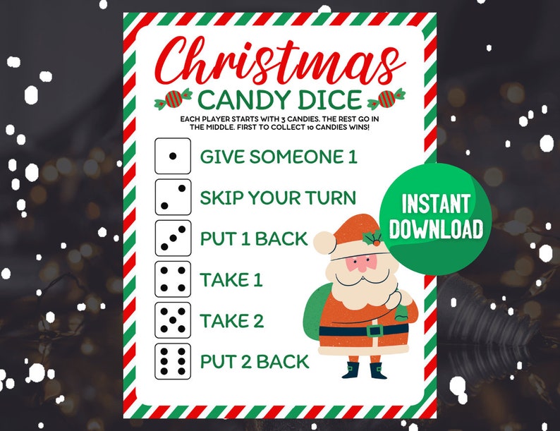 Christmas Candy Dice Party Game | Christmas Candy Dice Adult Game ...