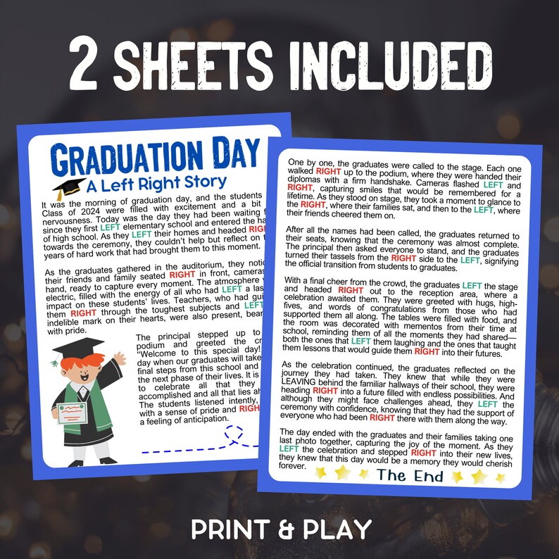 Graduation Party Game | Printable Graduation Left Right Gift Exchange ...