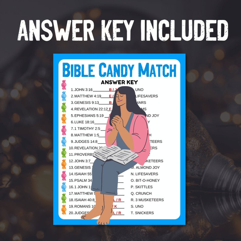 Bible Candy Match Game | Printable Bible Party Game | Church Activity ...