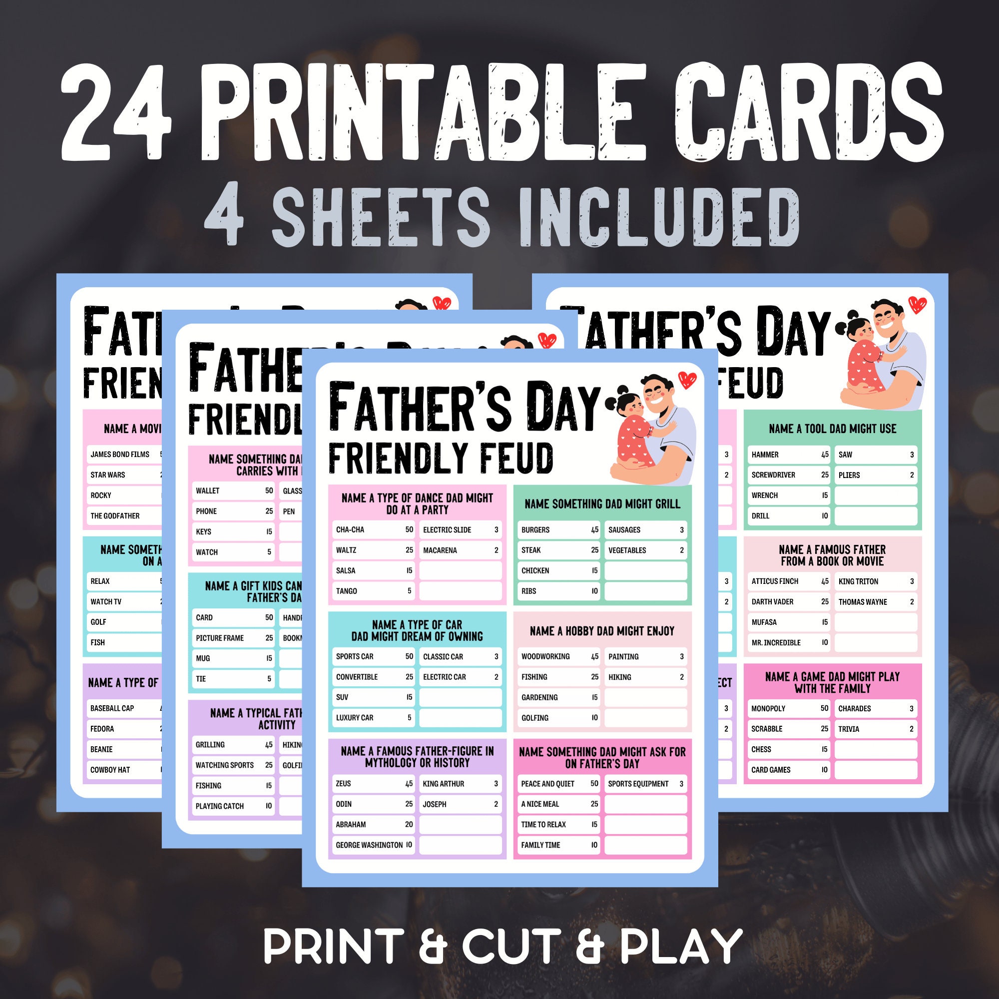 Father's Day Friendly Feud Game: Family Party (PDF) - Etsy