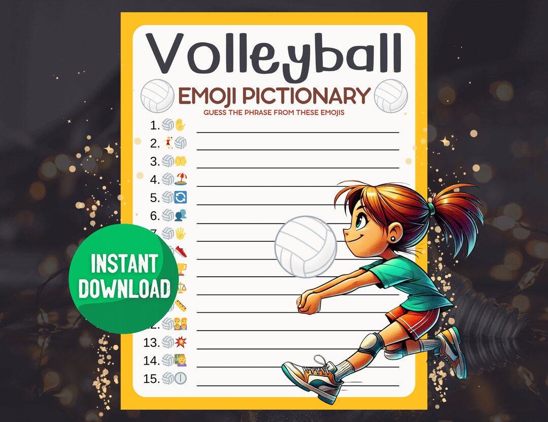 Volleyball Emoji Pictionary Game | Printable Family Friendly Emoji ...