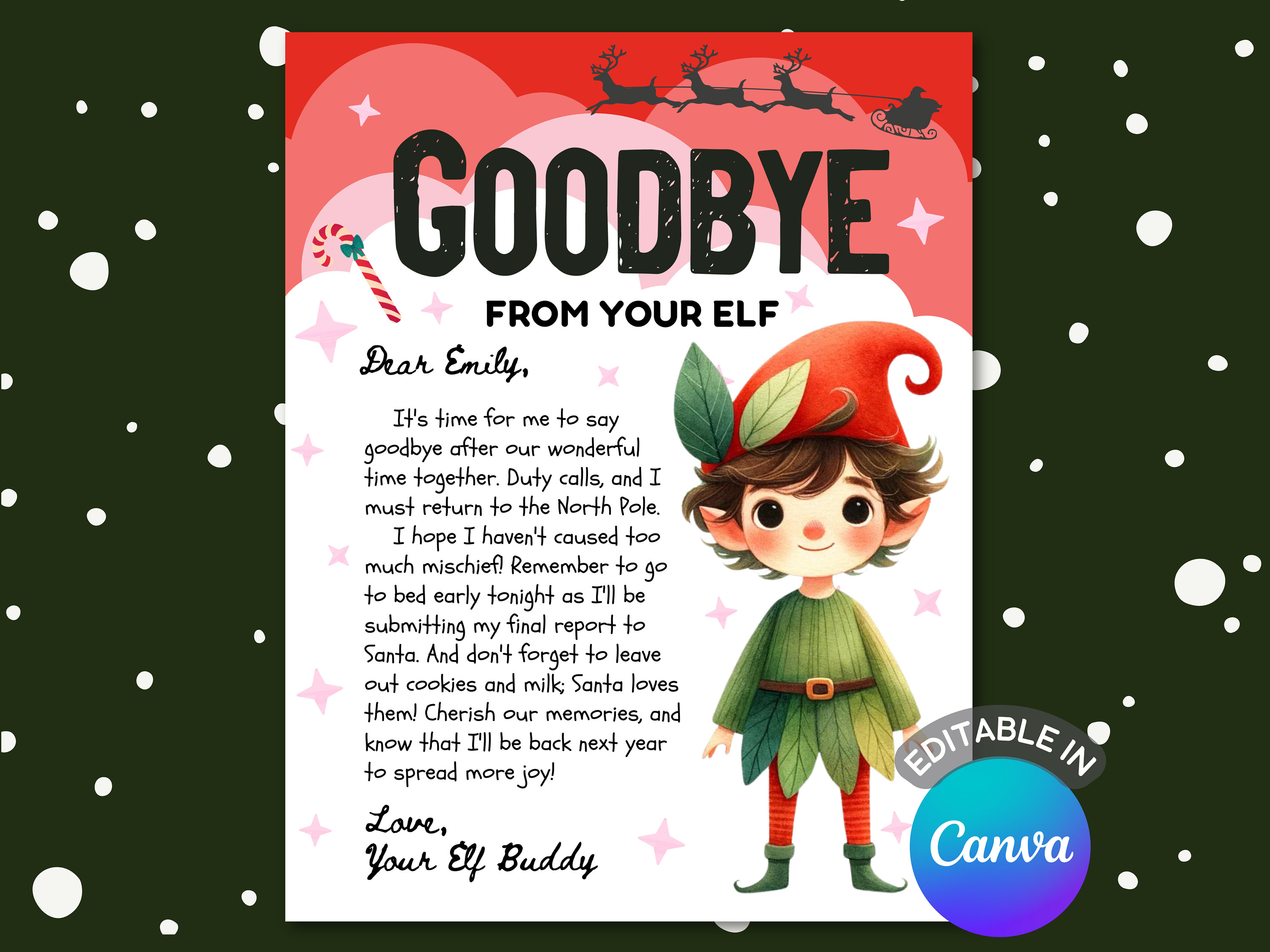 Elf Goodbye Letter, Editable Elf Letter Template, Elf Note Printable ...
