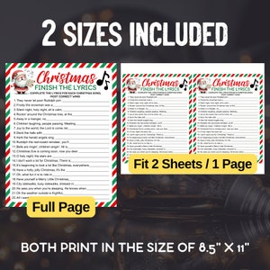 Christmas Song Lyrics Game: Holiday Party Trivia (PDF) - Etsy