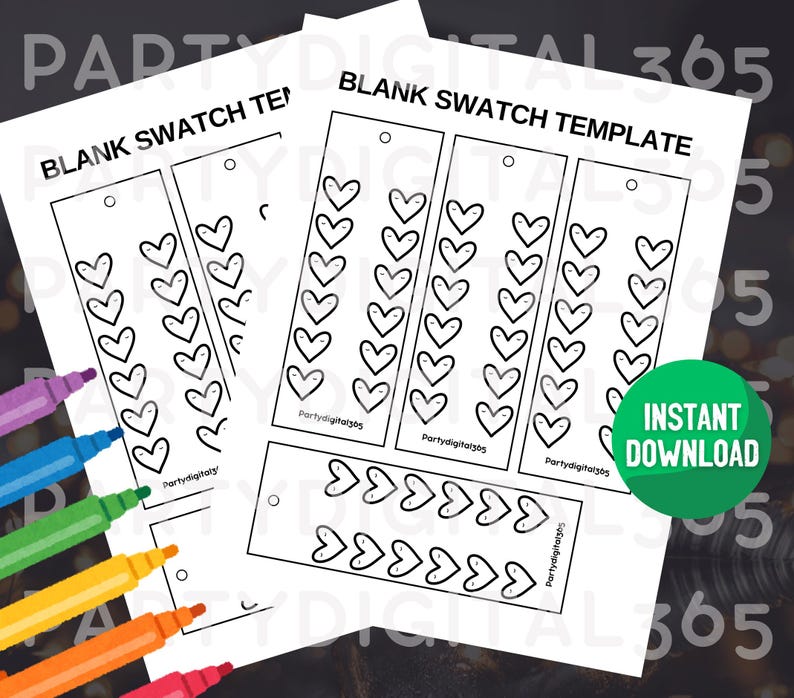 Digital PDF Printable Swatch Template for Markers Blank Swatch Chart ...