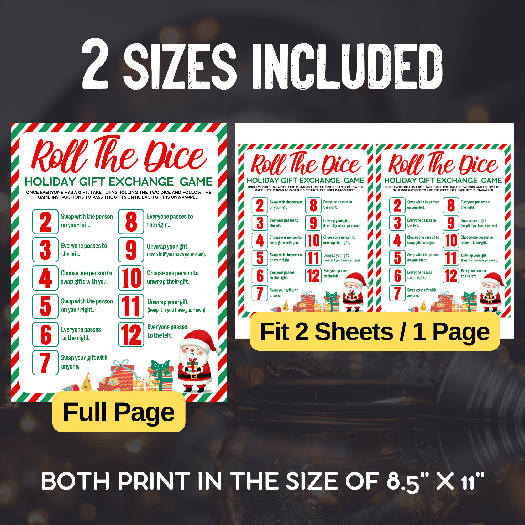 Roll the Dice Gift Exchange Game: Christmas Holiday Party (PDF) - Etsy