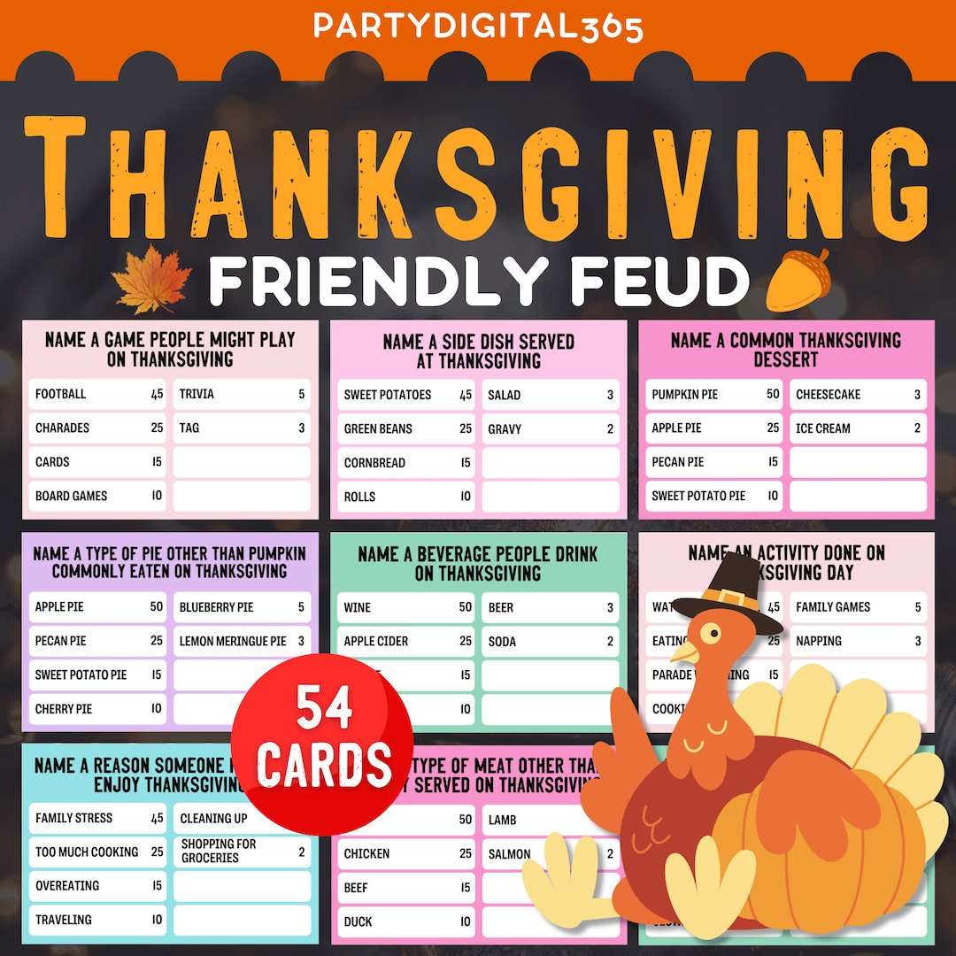 Thanksgiving Friendly Feud Game | Thanksgiving Family Feud Games ...