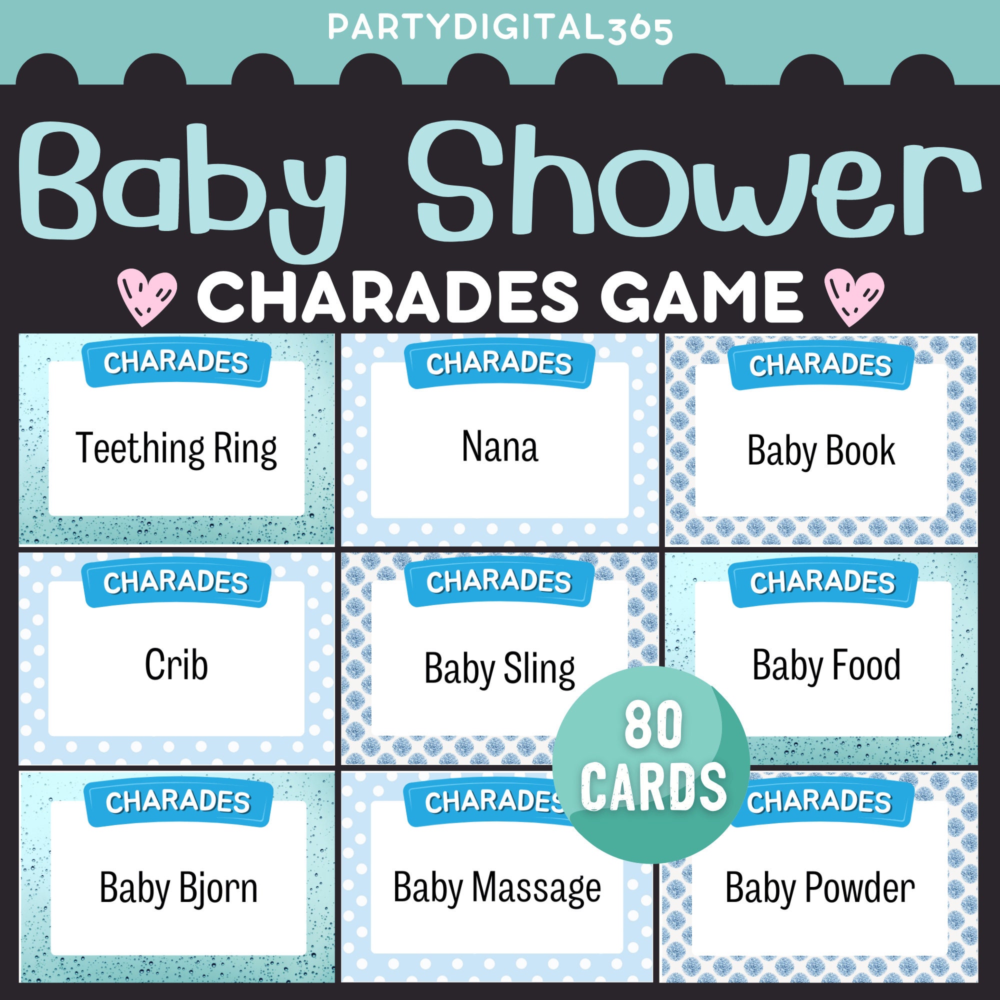 Baby Shower Charades Game Printable Baby Shower Charades Party Games ...