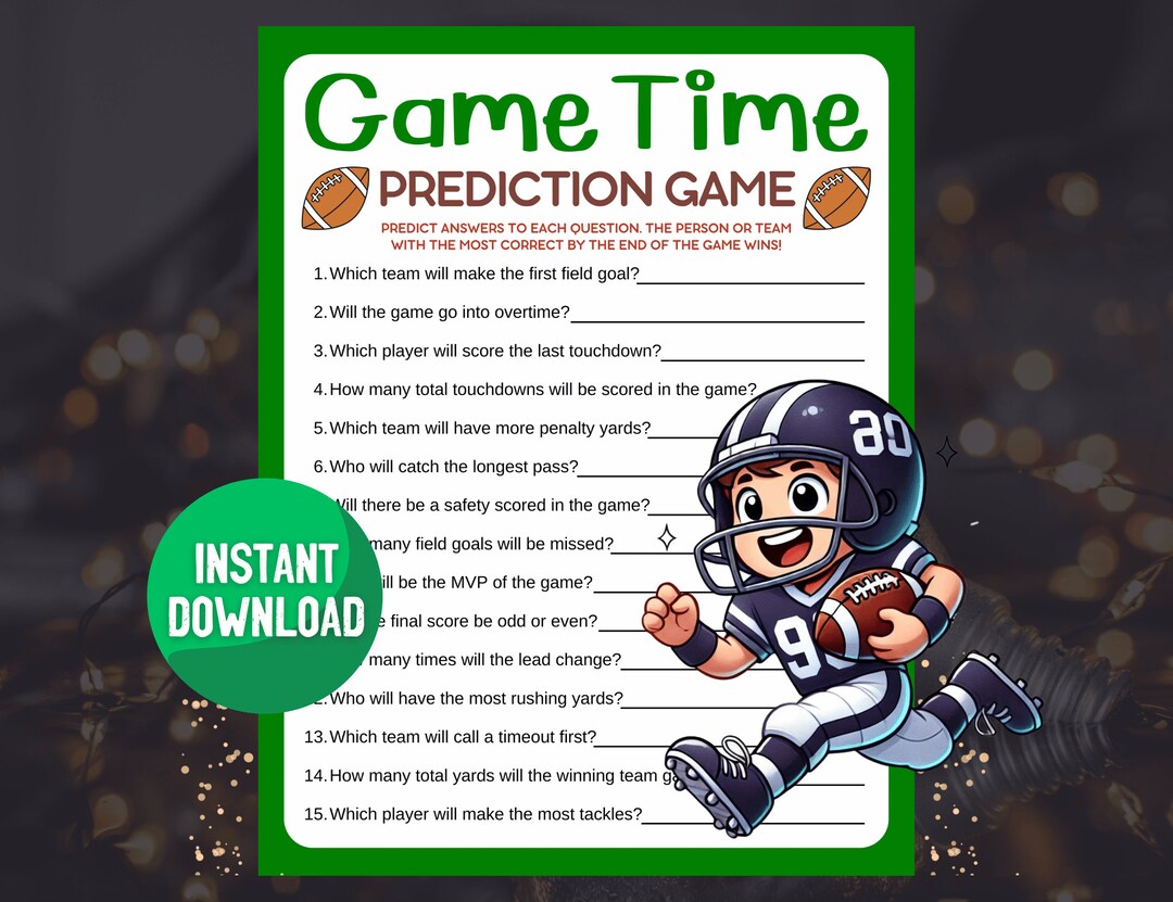Football Game Predictions Party Game Super Bowl Party Game Fun Adult ...