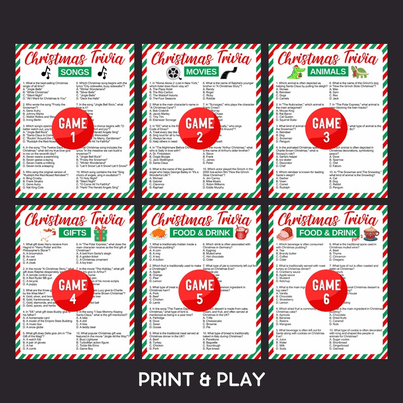 Christmas Trivia Game Adult | Fun Christmas Eve Teen Adult Party Games ...