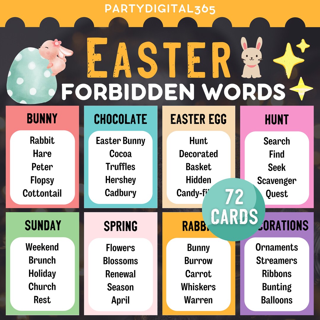 Easter Forbidden Words Game, Easter Activity, Printable Easter Party ...