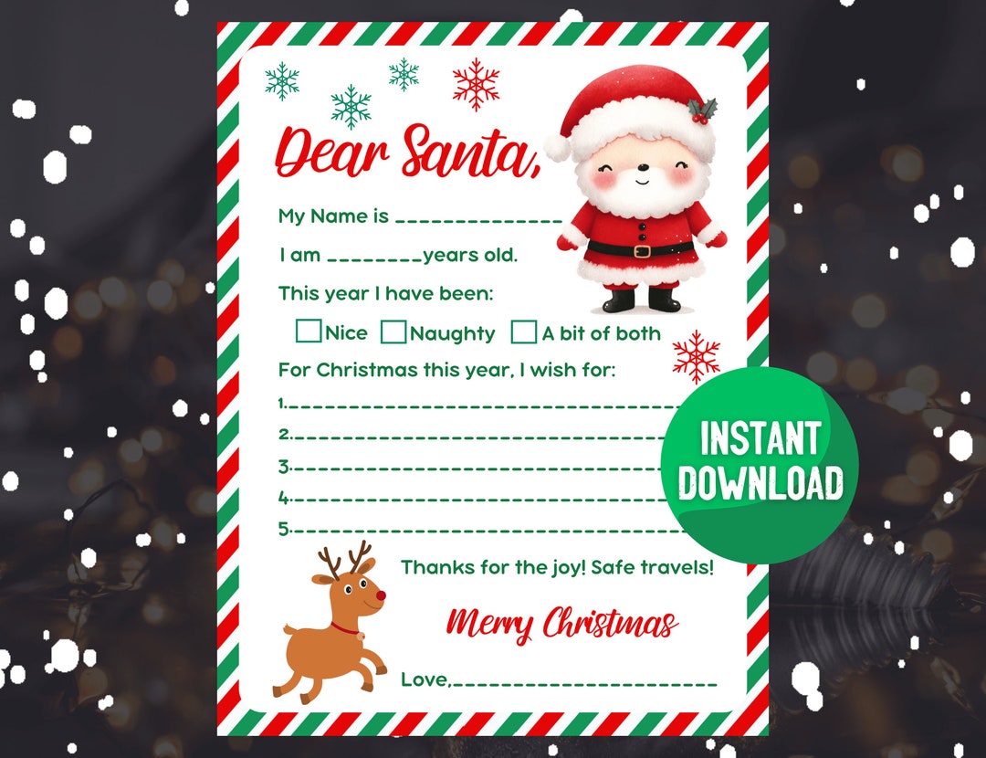 Santa Letters Personalized Digital Santa Letter Dear Santa Letter ...