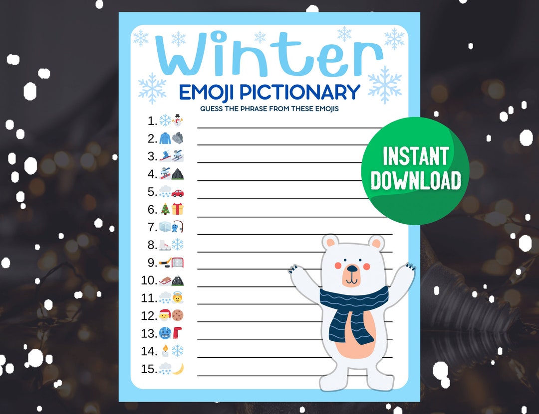 Winter Emoji Pictionary Game | Printable Family Friendly Holiday Party ...