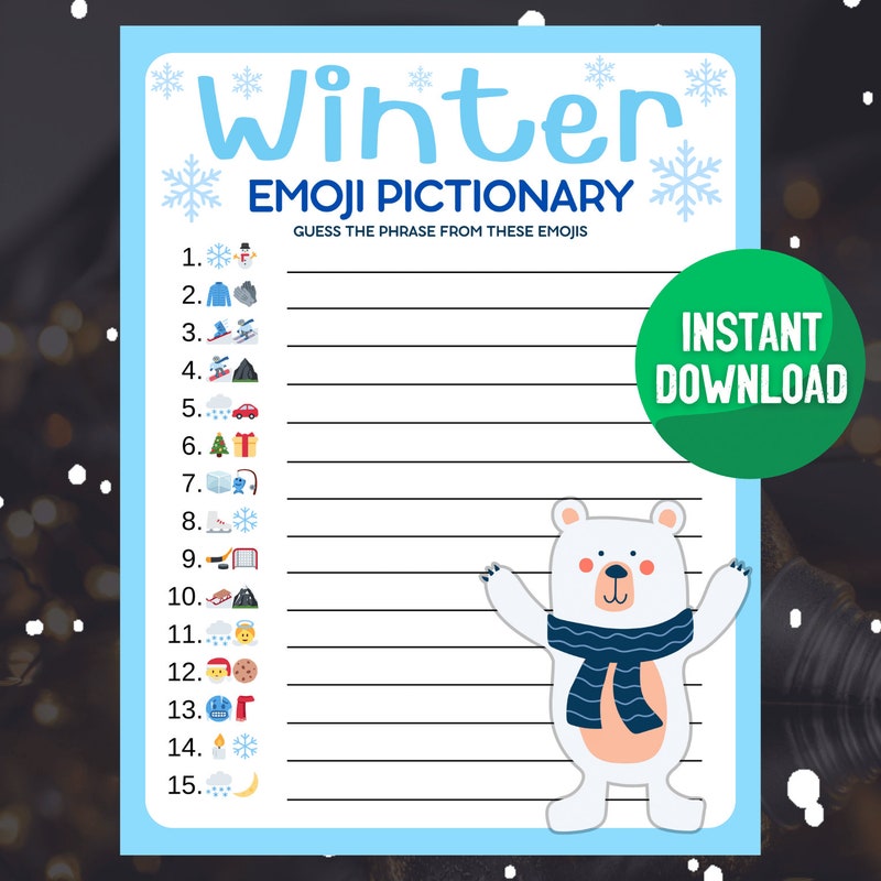 Winter Emoji Pictionary - Etsy