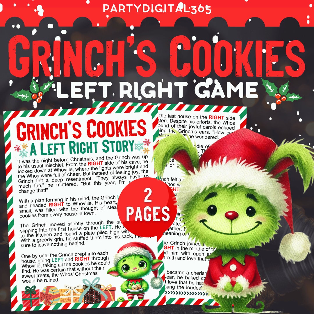 Grinch Christmas Game: Left Right Story, Gift Swap (PDF) - Etsy