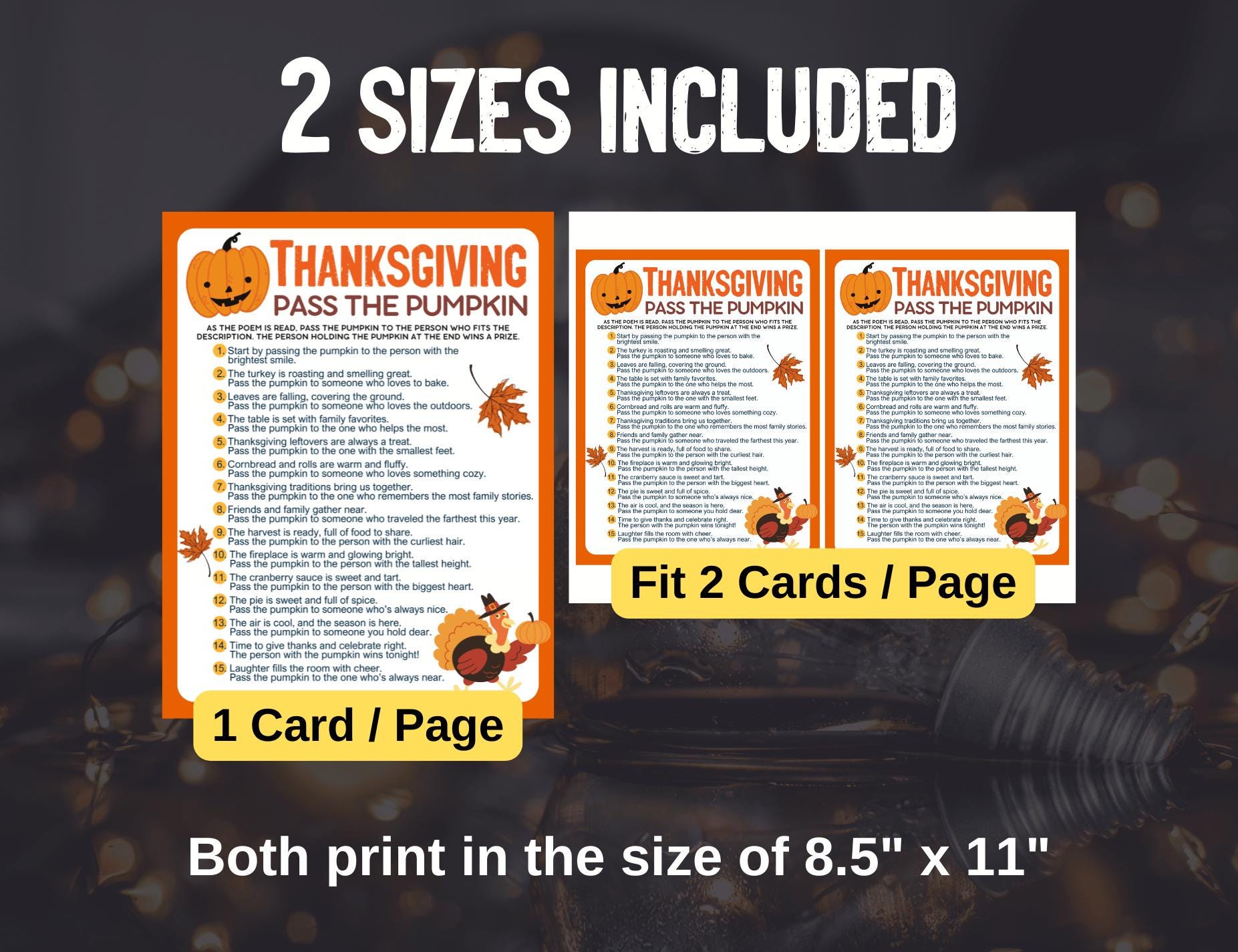 Thanksgiving Pass the Pumpkin Game: Family Fun (instant Download) - Etsy
