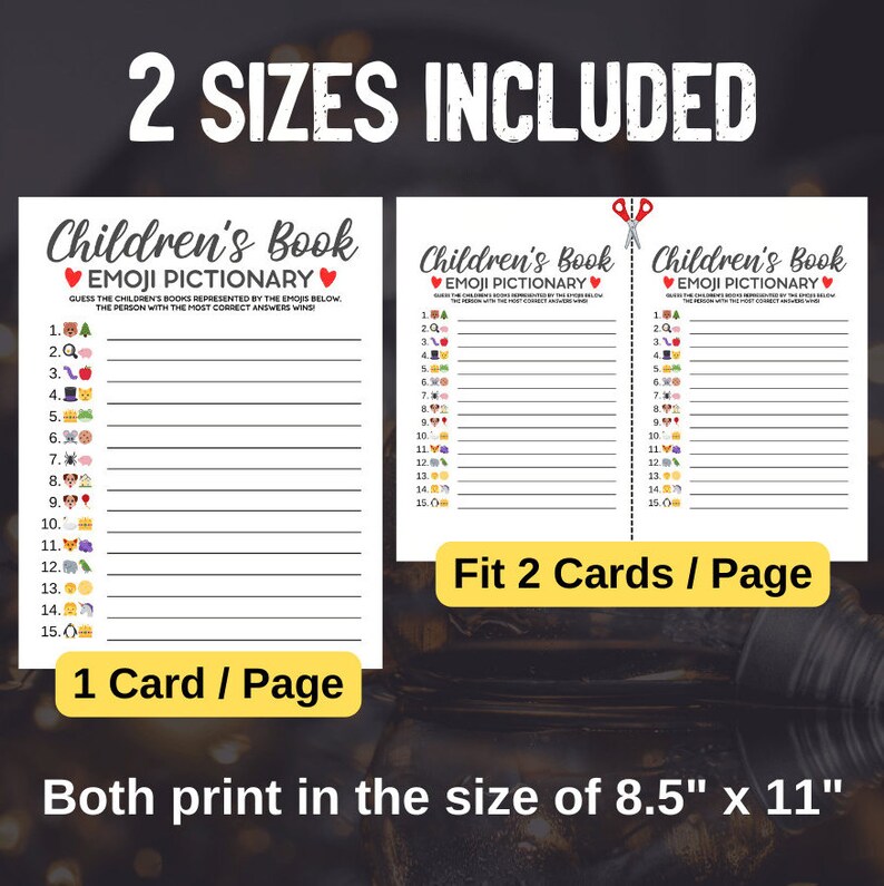 Children's Book Emoji Pictionary Game | Baby Shower Emoji Game ...