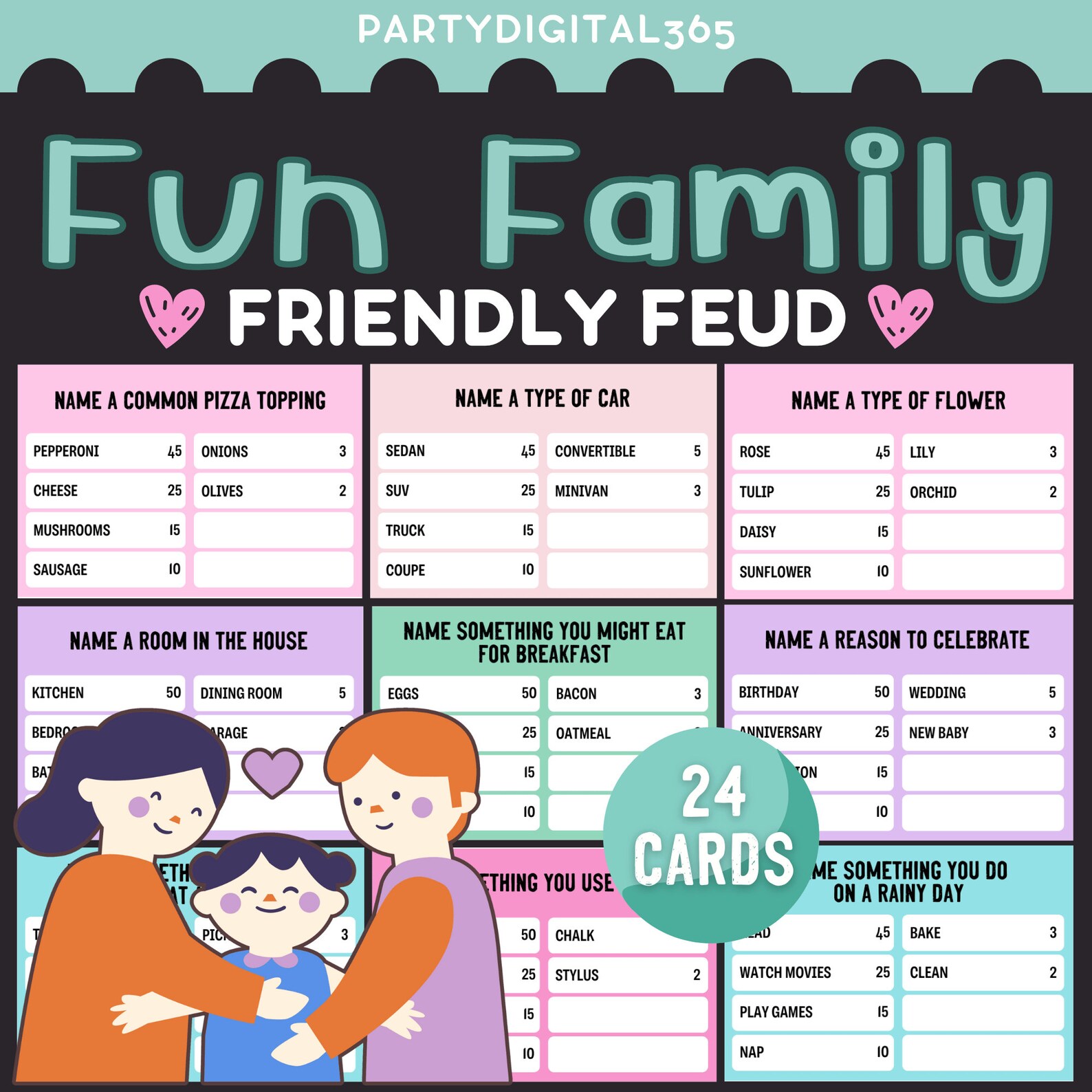 Fun Family Feud Game: Trivia Quiz Night (printable PDF) - Etsy