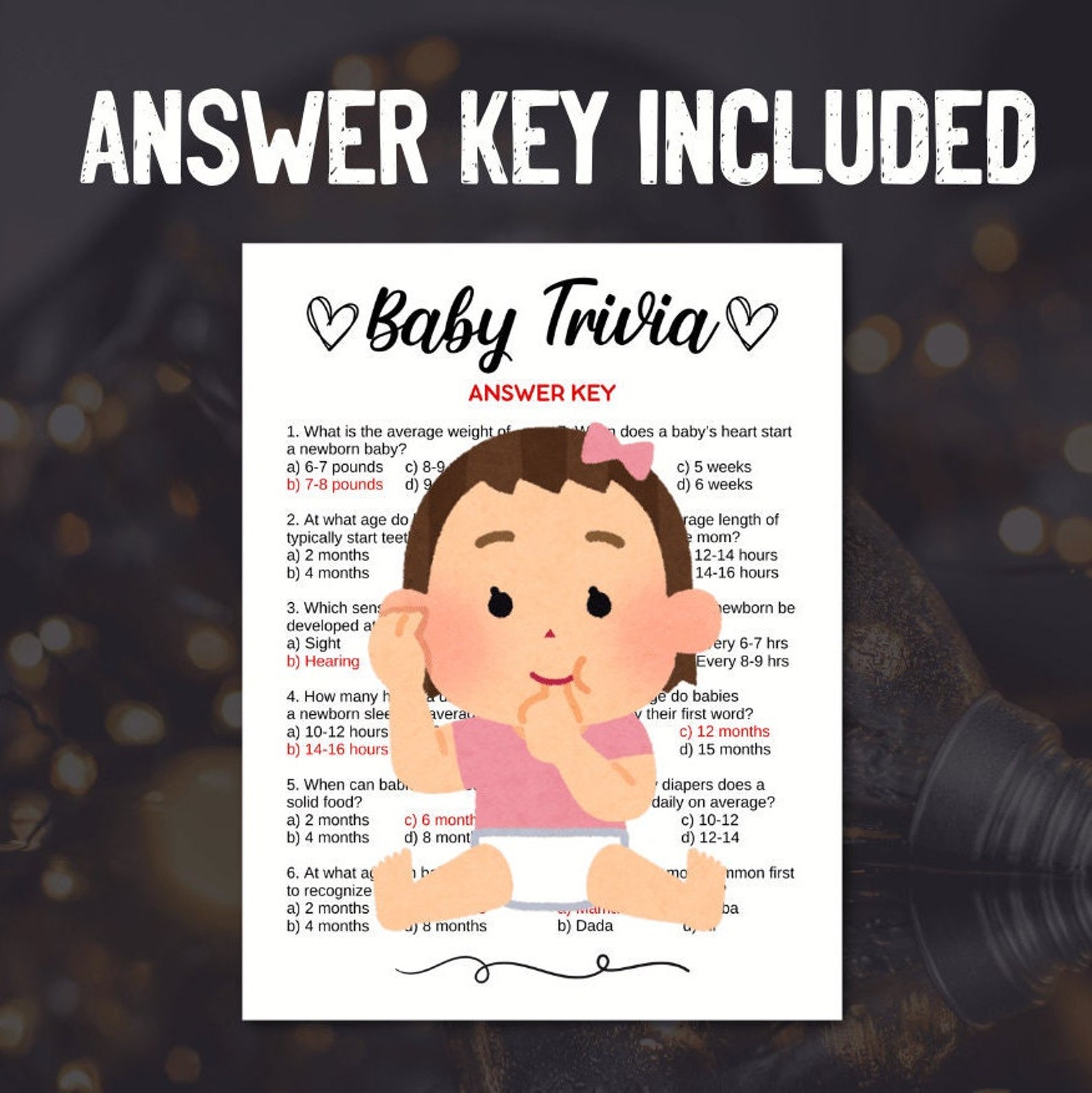 Baby Shower Trivia Game Printable | Fun Baby Trivia Questions | Baby ...