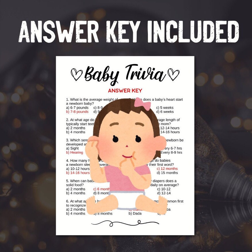 Baby Shower Trivia Game Printable | Fun Baby Trivia Questions | Baby ...