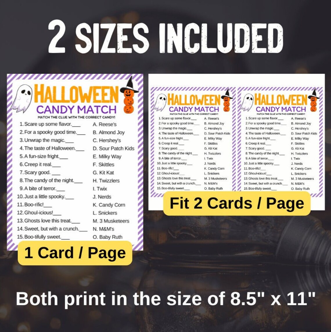 Halloween Candy Match Game | Printable Trivia for Family & Office ...