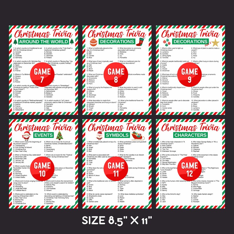 Christmas Trivia Game Adult | Fun Christmas Eve Teen Adult Party Games ...