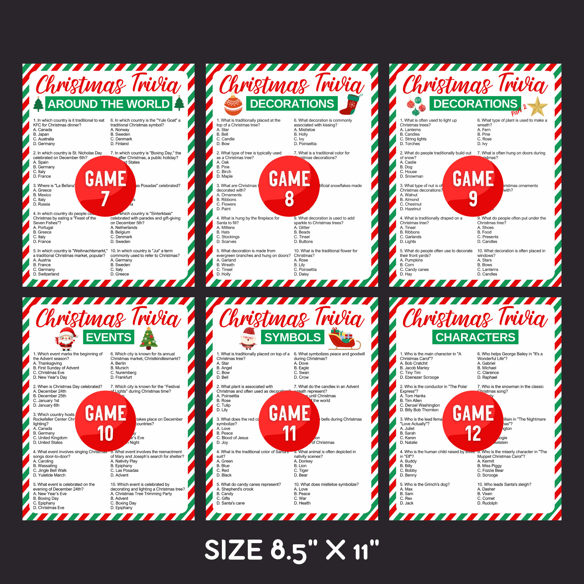 Christmas Trivia Game Adult | Fun Christmas Eve Teen Adult Party Games ...