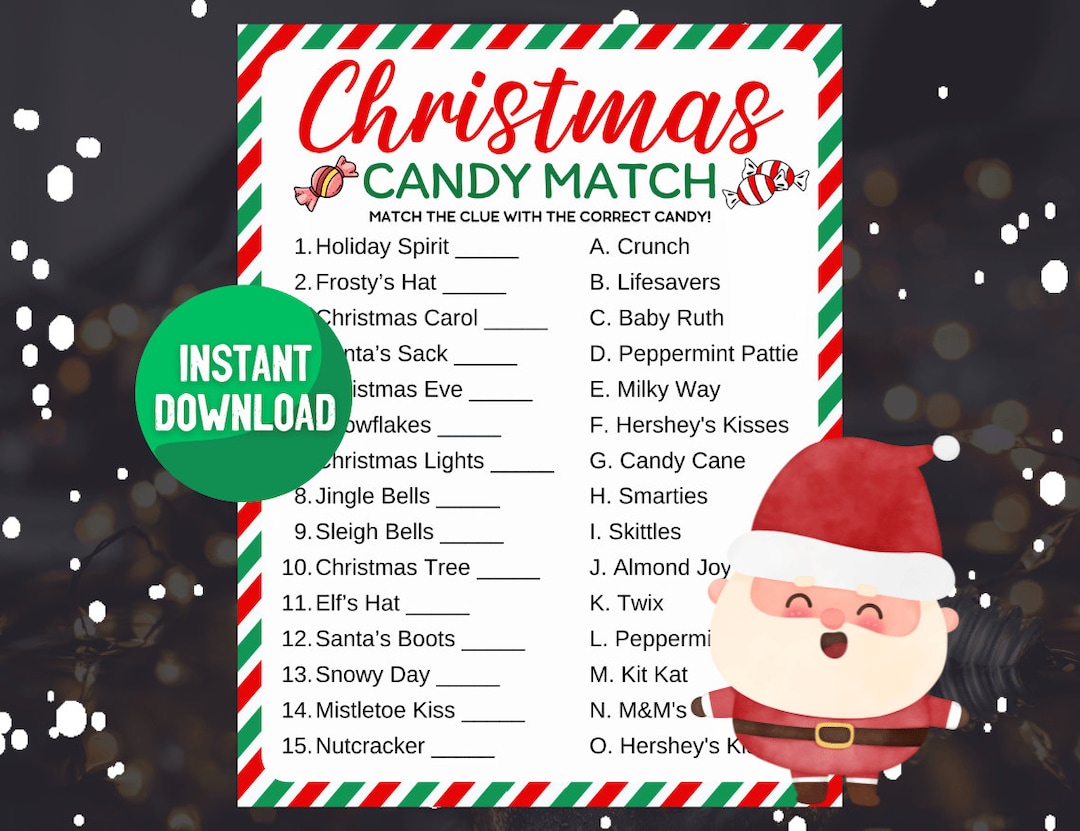 Christmas Candy Match Game Family-friendly Christmas Eve Game Fun ...