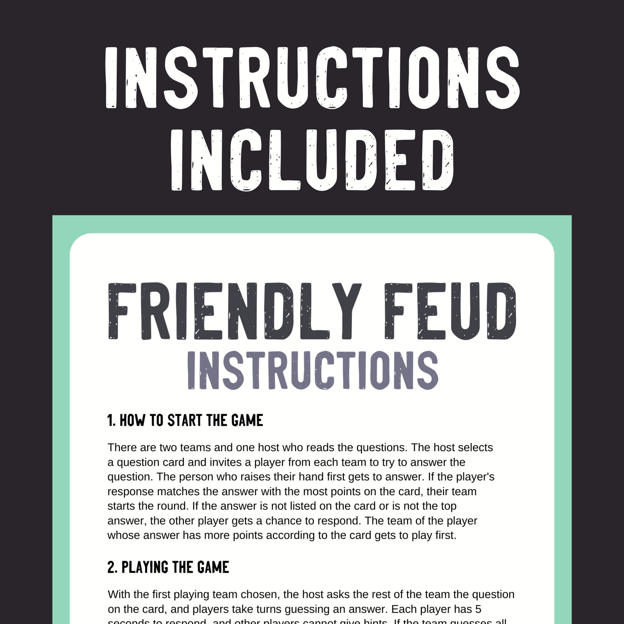 Fun Family Feud Game: Trivia Quiz Night (printable PDF) - Etsy