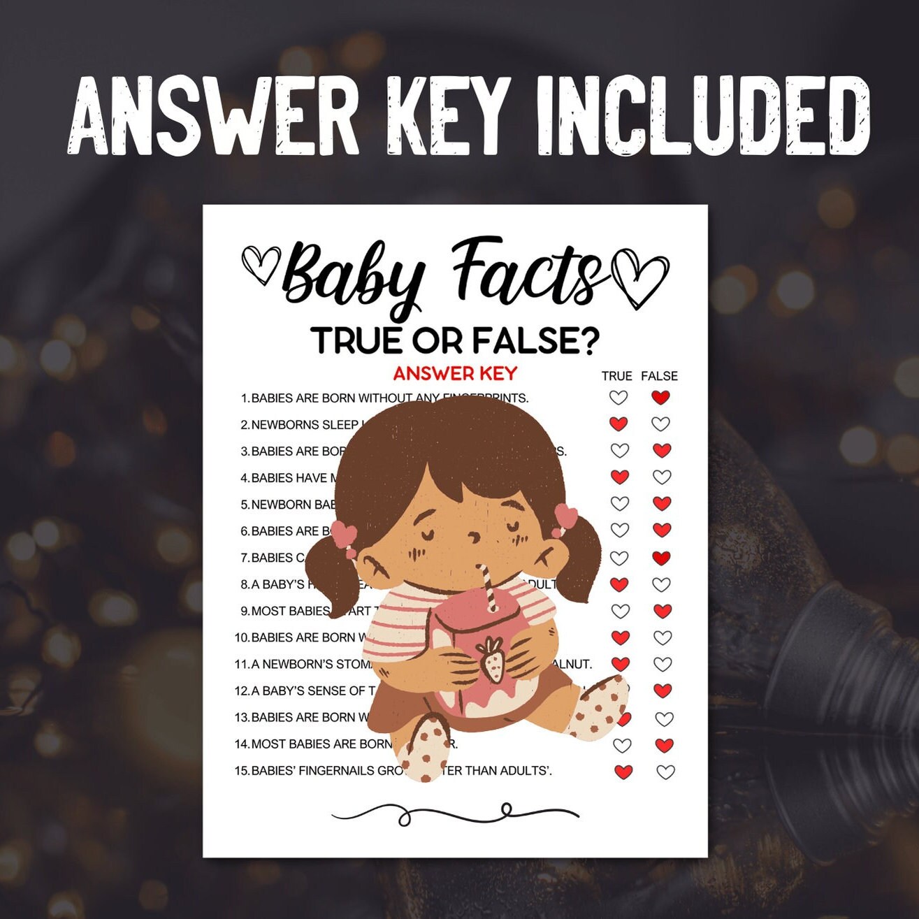 Baby Shower Game True or False | Printable Baby Shower Trivia | Fun ...