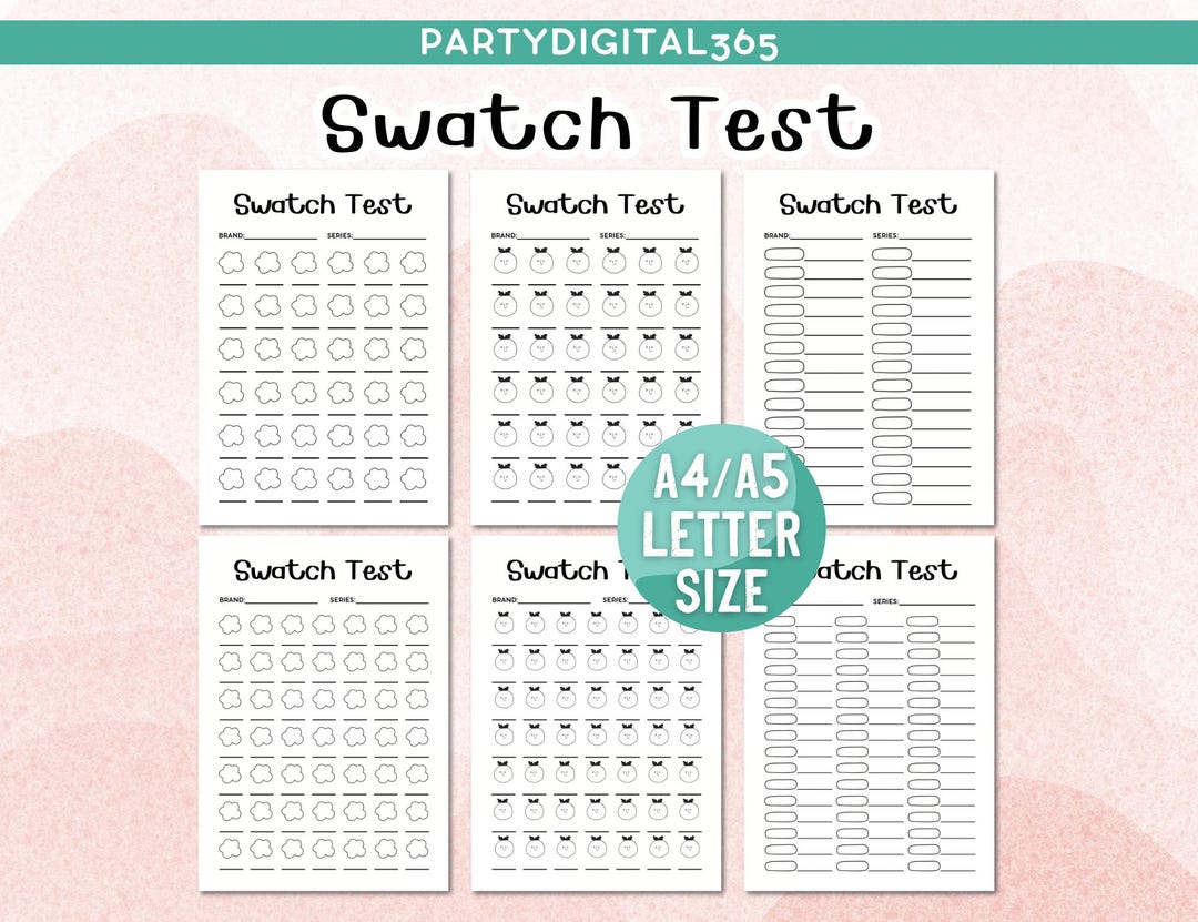Color Test Printable Swatch Template | Blank Swatch Chart for Markers ...
