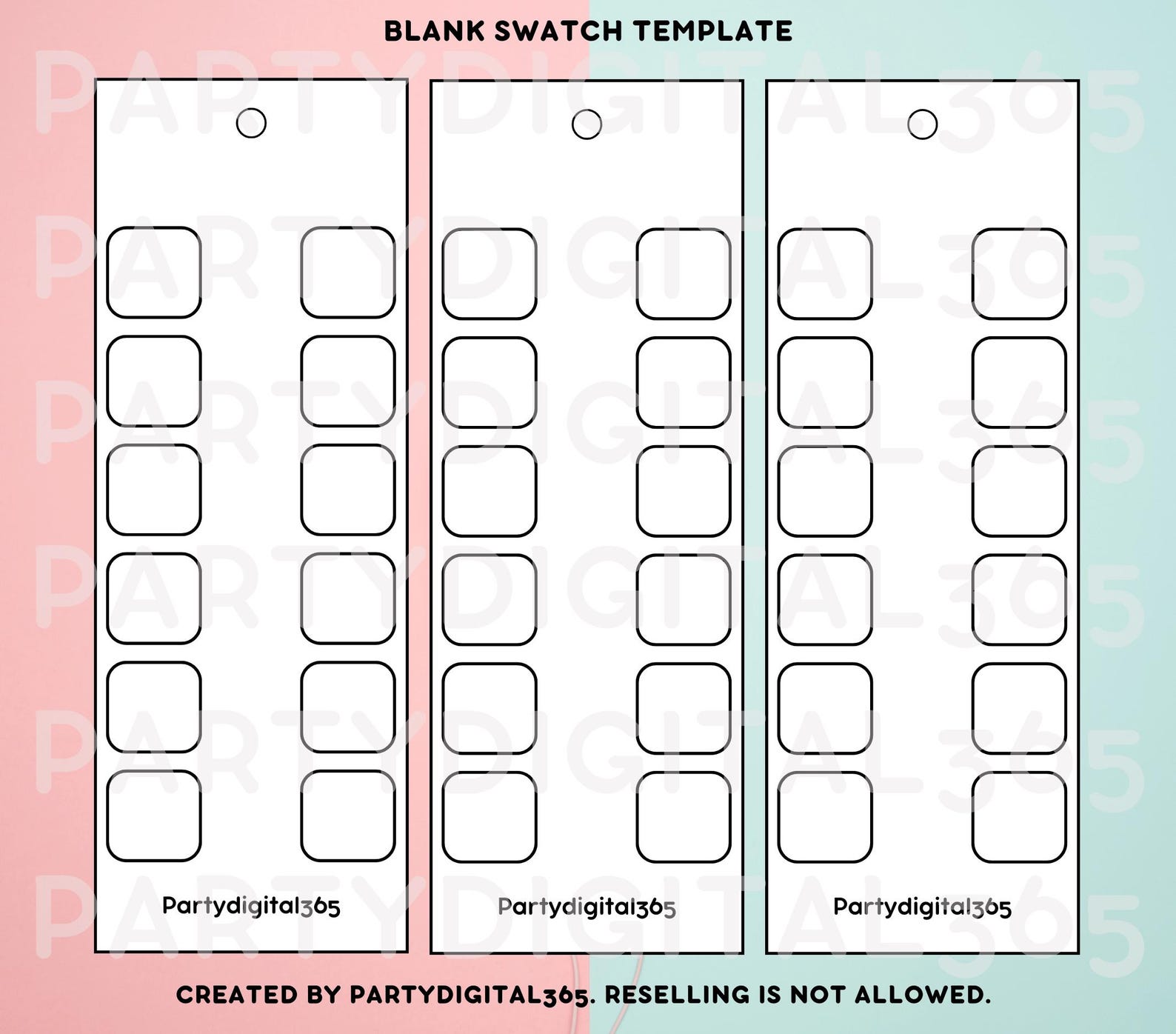 Digital PDF Printable Marker Swatch Template | Blank Color Palette ...