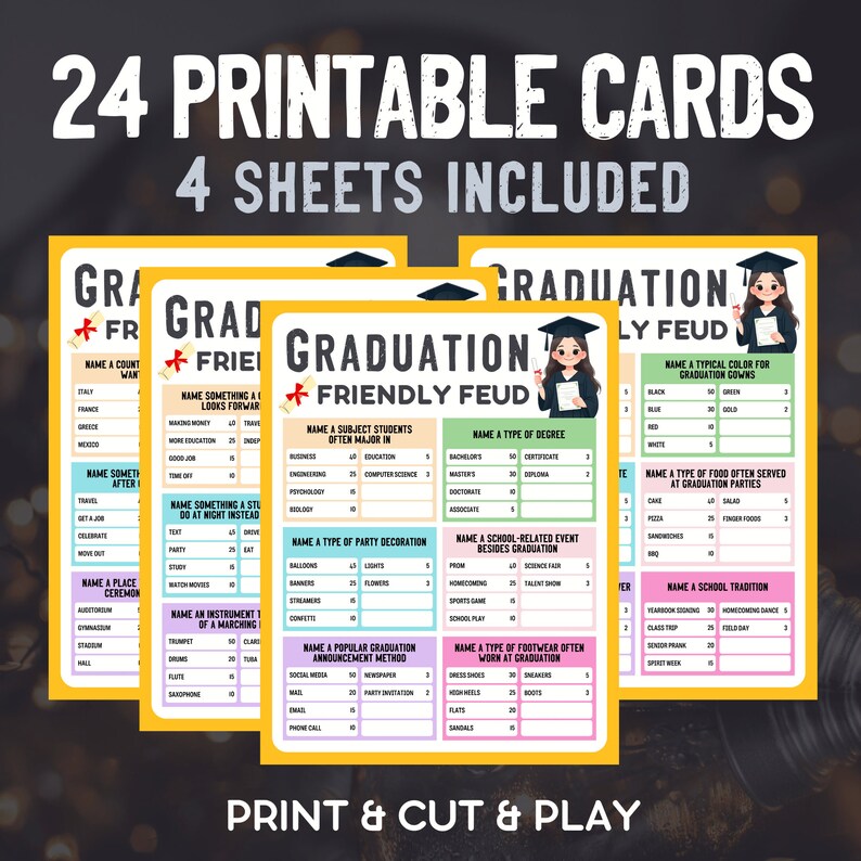 Graduation Friendly Feud Game | Printable Graduation Family Feud Game ...