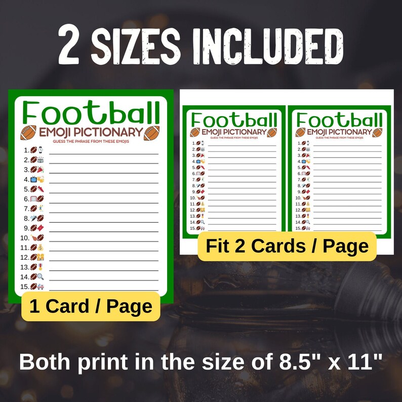 Football Emoji Pictionary Game | Super Bowl Party Games | Fun Emoji ...