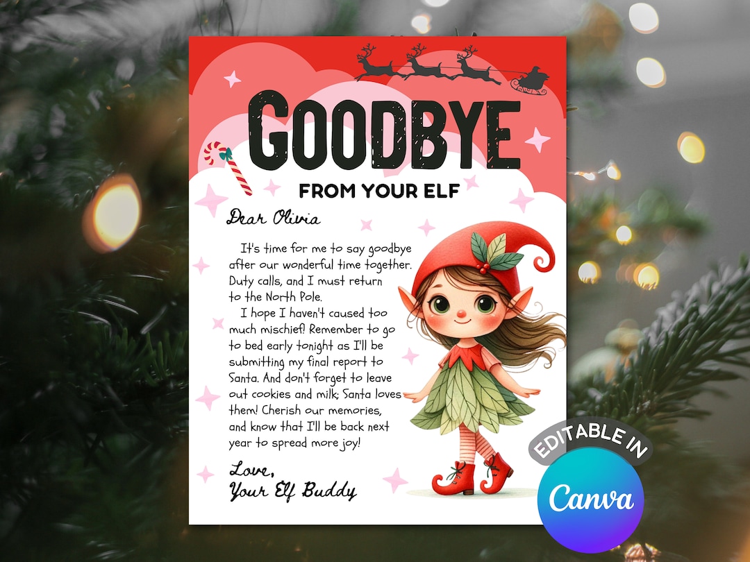 Elf Goodbye Letter, Editable Elf Letter Template, Elf Note Printable ...