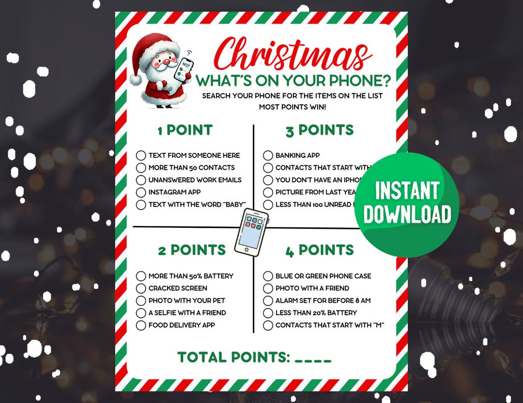 Christmas Whats on Your Phone Game | Christmas Phone Party Game Adult ...