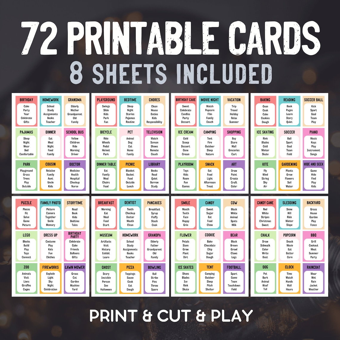 Fun Family Taboo Card Games for All Ages | Printable Party Taboo Games ...