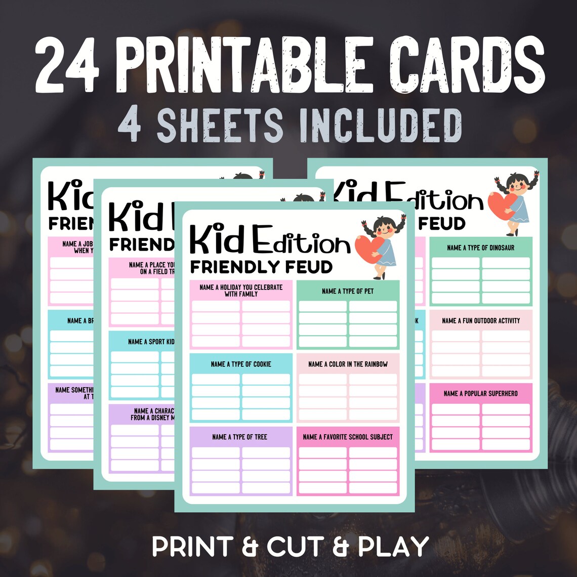 Kid Edition Family Feud Game | Printable Kid-friendly Feud Game ...