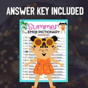 Printable Summer Emoji Pictionary Game | Family Friendly Holiday Party ...