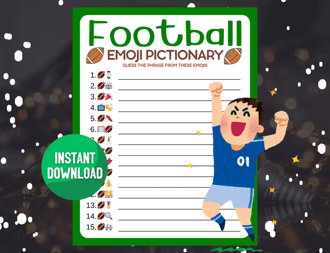 Football Emoji Pictionary Game Super Bowl Party Games Fun Emoji ...